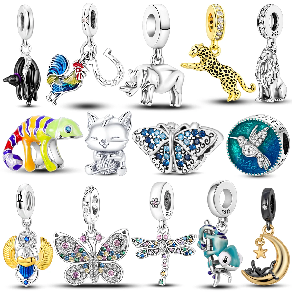 Abalorios de plata de Golden Leopard para pulsera Pandora, Charms de ...