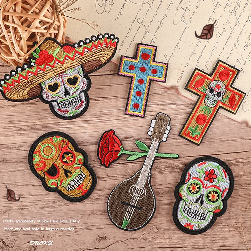 Christian Embroidery Patch Iron | Patches Iron Clothes Skull | Christian Cross Patch - Patches ...