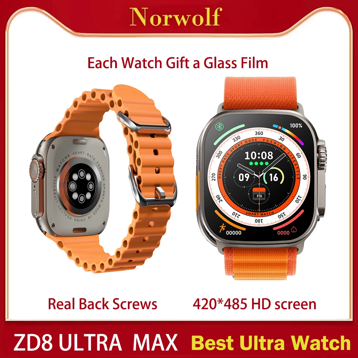(에서 선박 us) Smartwatch 49mm 스마트 워치 ZD8 울트라 맥스 시리즈 8 Smartwatch 2.08 "1:1 ...