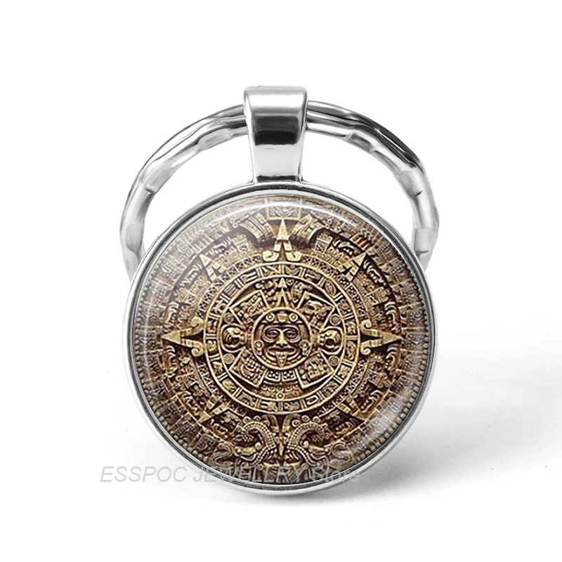 2019 Hot Mayan Calendar Keychain Glass Jewelry Vintage Key Chain Car ...