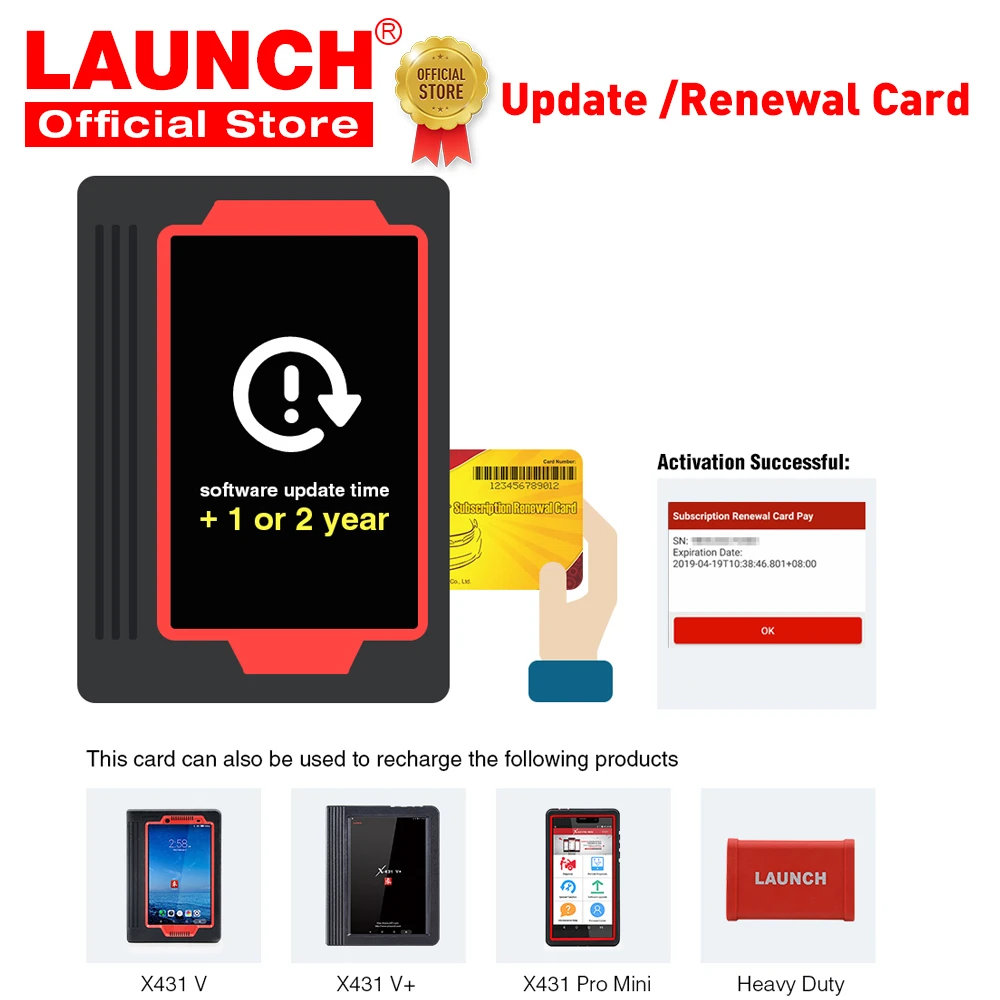 LAUNCH Official Store 1 2 Year 12V 24V Gasoline Diesel Renewal Update ...