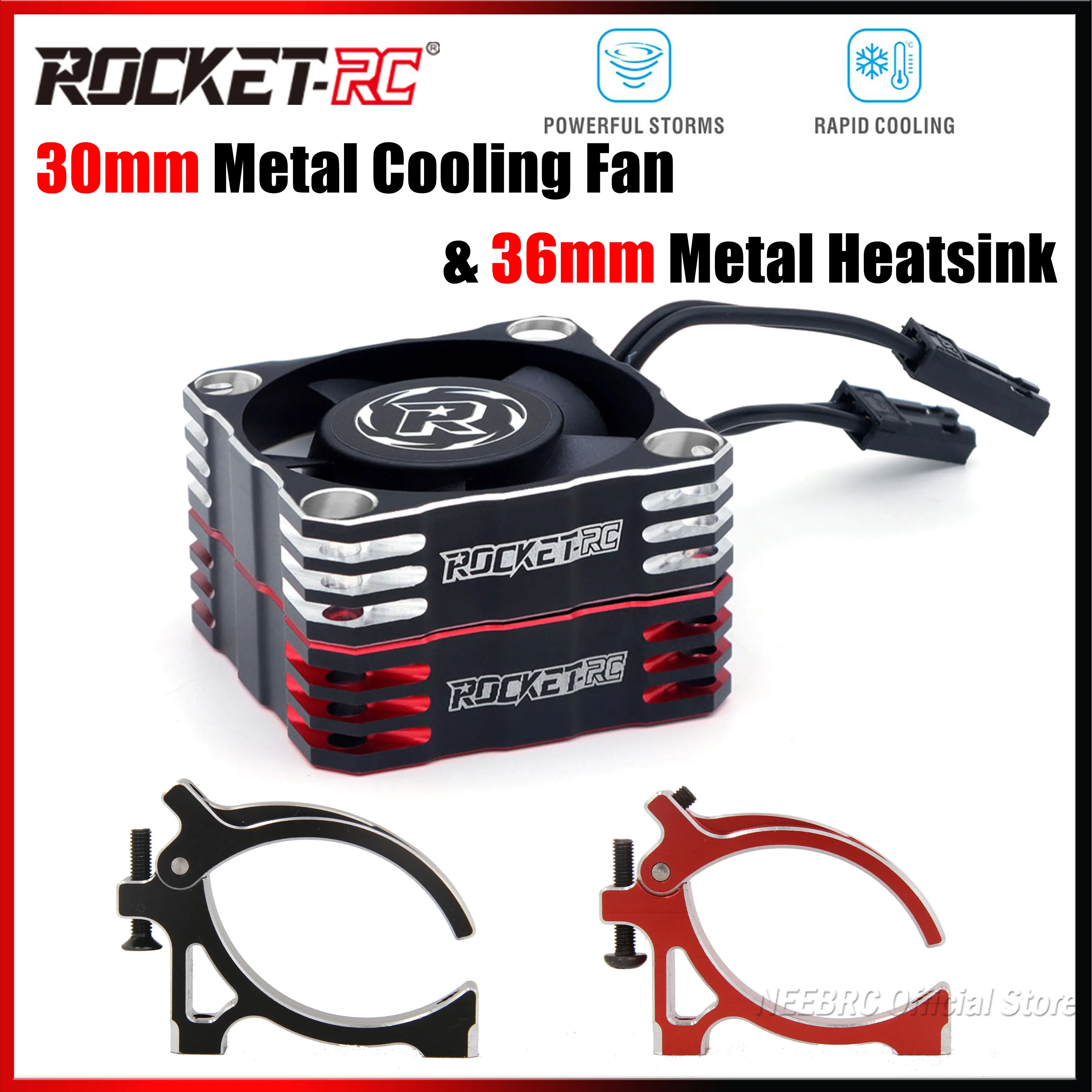 Rocket-RC V3 30mm Metal Cooling Fan 8.4V 30000RPM JST Plug Φ36mm ...