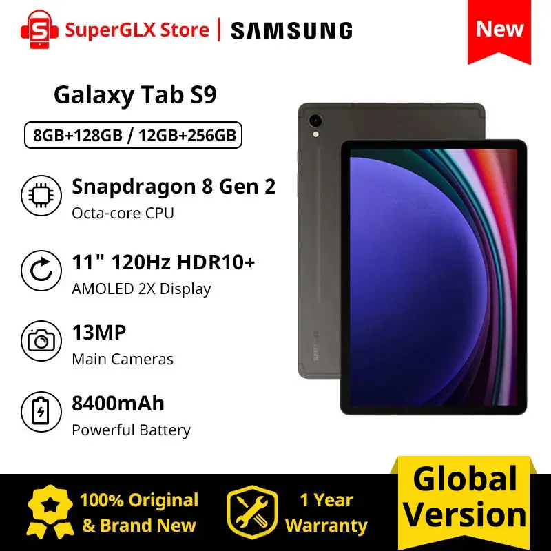 2023 New Samsung Galaxy Tab S9 WiFi Android Tablet 128GB Storage S Pen ...