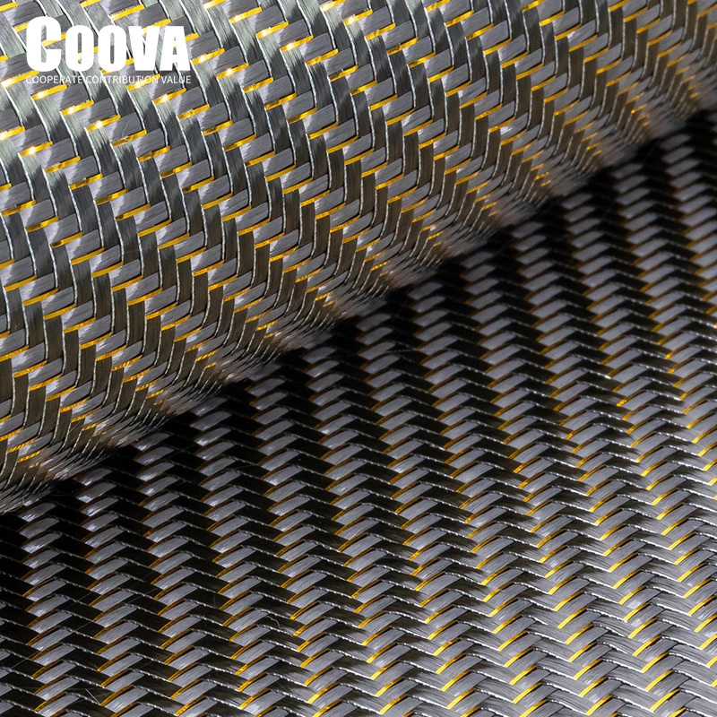 F251-COOVA-Golden-Silver-Tinsel-Carbon-Fiber-Cloth-Mixed-Twill-Tela ...