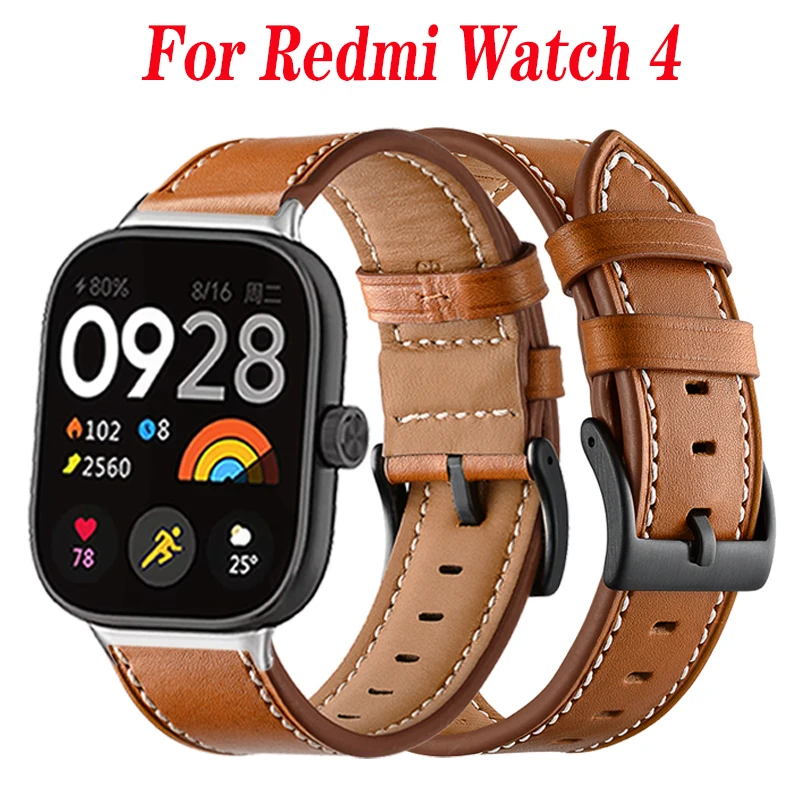 For-Xiaomi-Redmi-Watch-4-Smartwatch-Leather-Strap-Metal-Interface ...