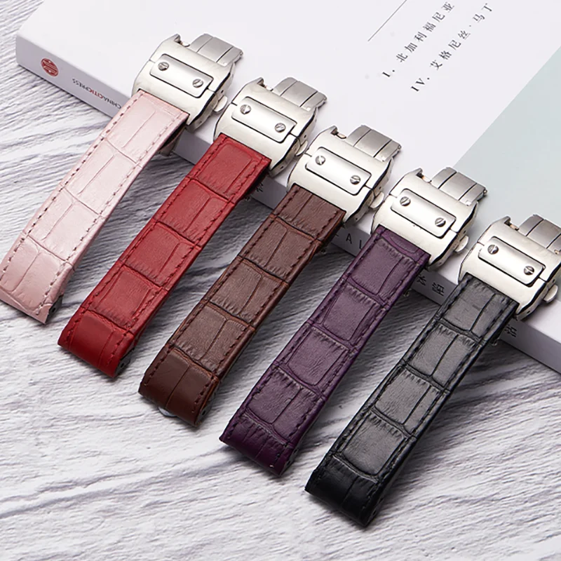Genuine-Leather-Watch-Strap-for-Cartier-Sandoz-Men-s-Santos100-Santos ...