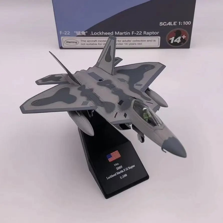 Scale 1/100 Fighter Model US F22 Raptor Military Aircraft Replica ...