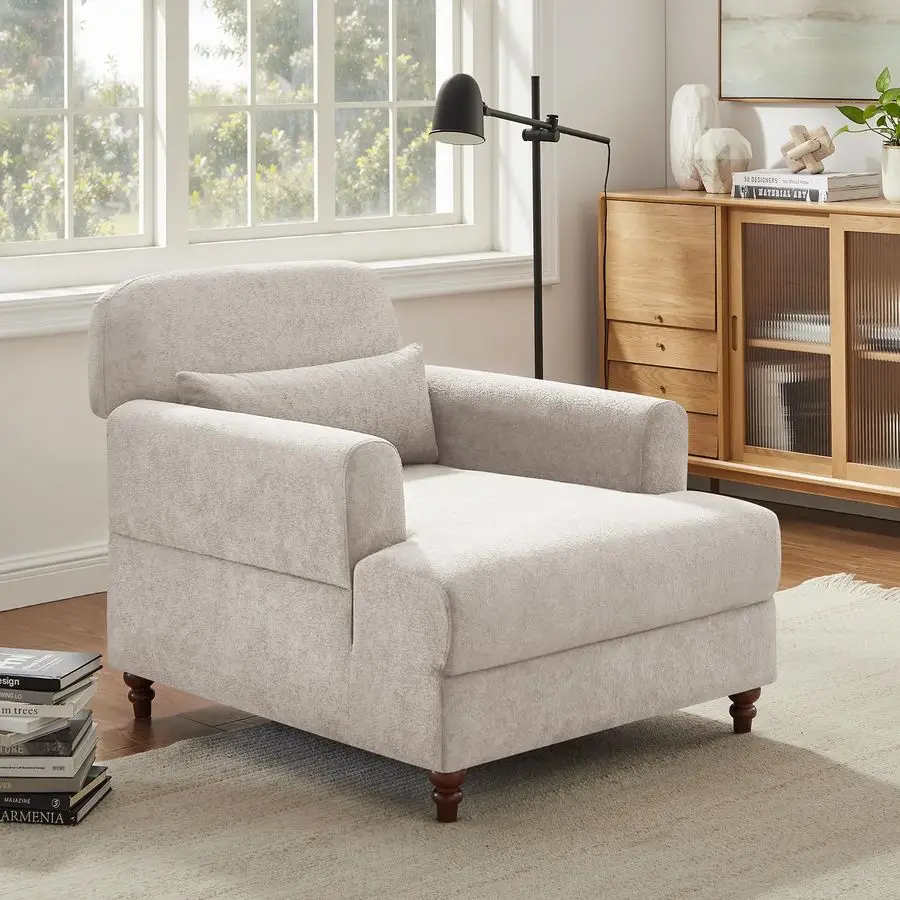 Chaise Lounge Accent Chair Indoor with Adjustable Backrest, Oversized ...