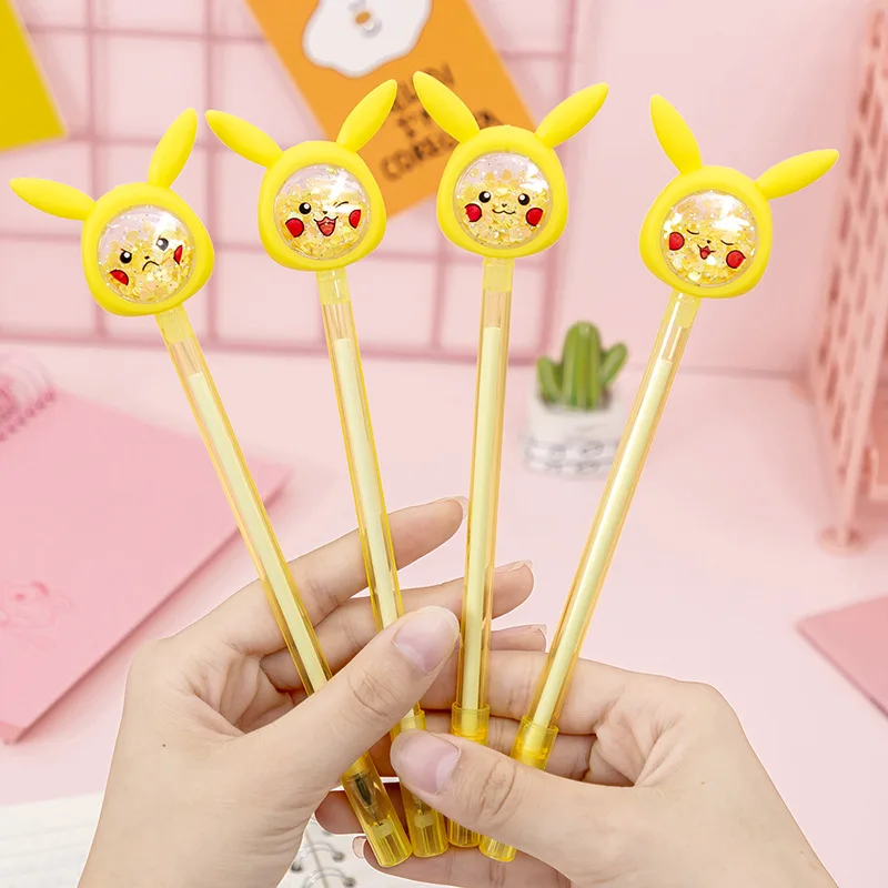 6 Kinds Pokemon Anime 0.5mm Go Pen Bullet Pikachu Black Carbon Pen Boys ...