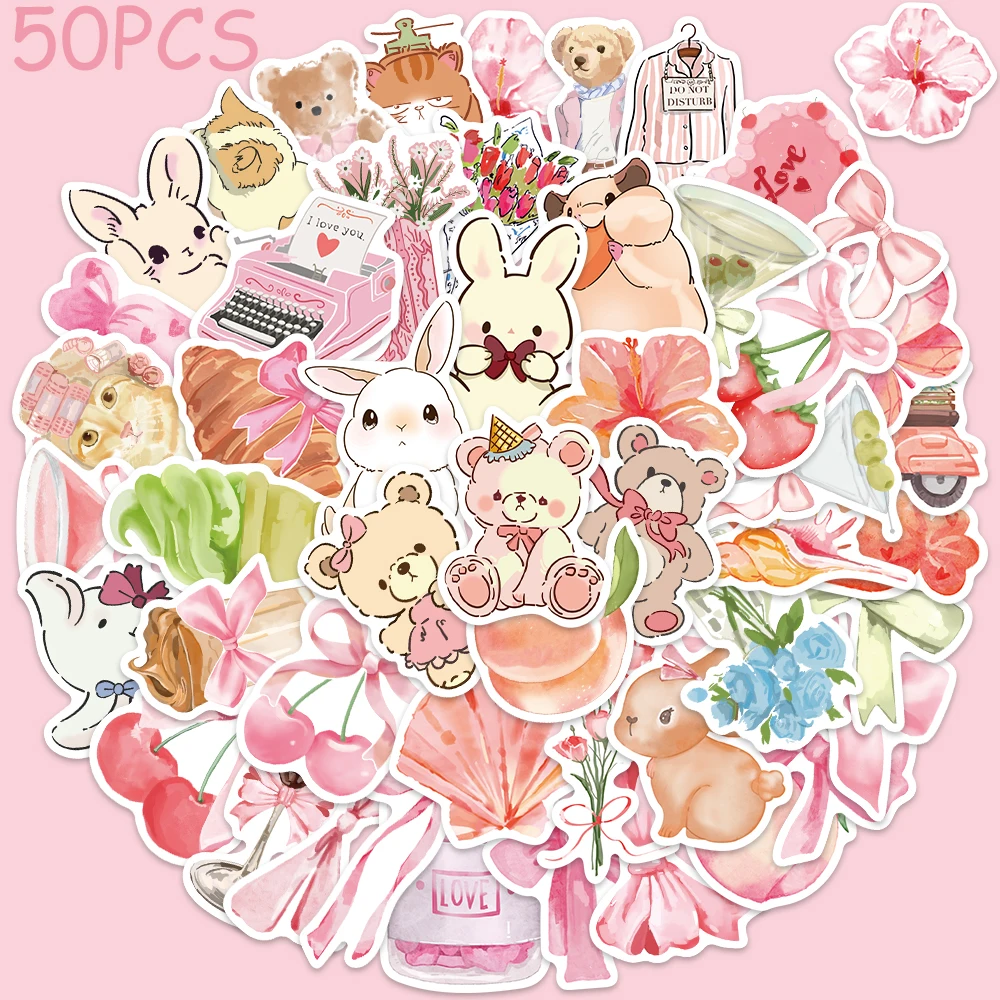 50pcs-Cartoon-Cute-Pink-Things-Stickers-Decals-For-Phone-Laptop-Luggage ...