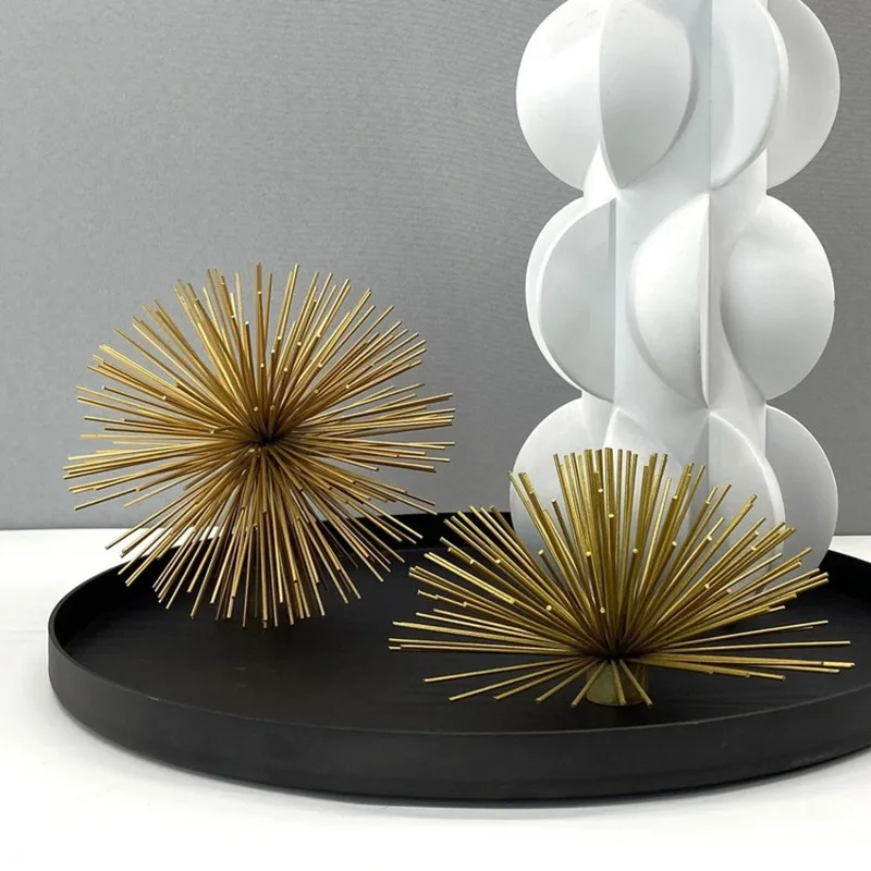 Modern Golden Geometric Metal Spiky Ball Crafts Desktop Ornaments for ...