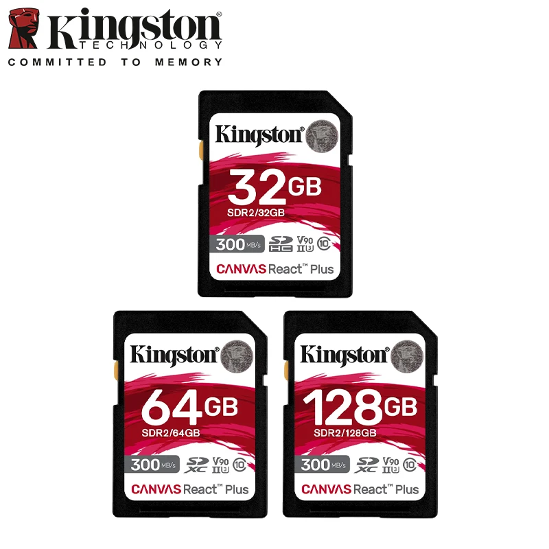 Kingston Canvas React Plus SD Memory Card for 8K/3D/VR Professional UHS ...