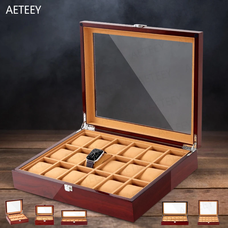 Exquisite-Lacquered-Watch-Storage-Display-Case-Box-Wood-Grain-Dustproof ...