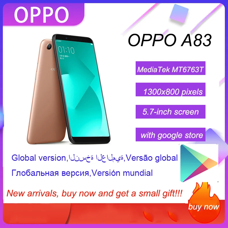 Celular oppo a83 smartphone 3g 32gb mediatek mt6763t 5.7 polegadas 1440 ...