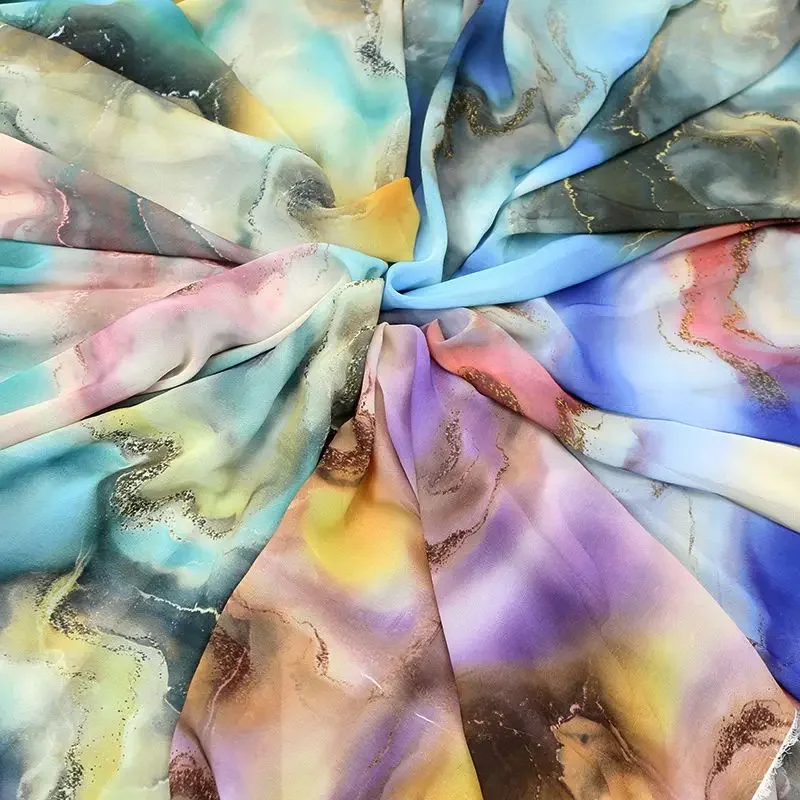 Ink-Style-Printed-Chiffon-Fabric-By-The-Meter-for-Sewing-Skirt-Dress ...