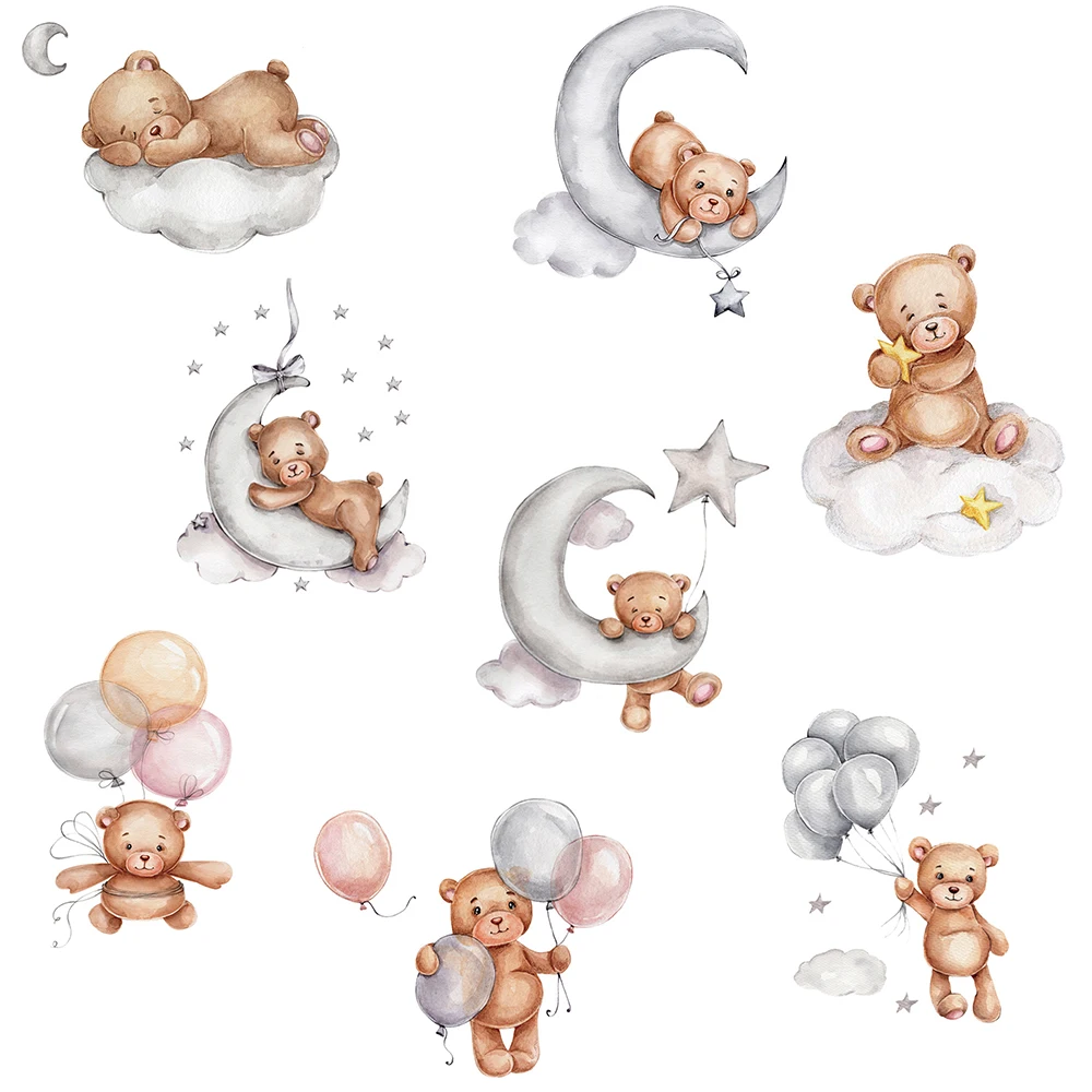 Cute-Teddy-Bear-Wall-Stickers-for-Kids-Rooms-Baby-Nursery-Room ...