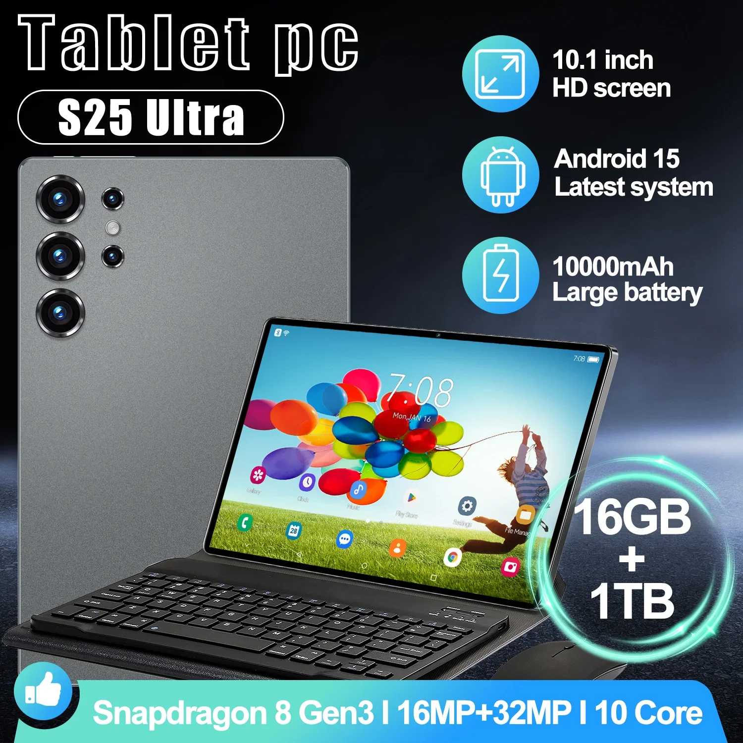 2025 New Original Pad S25 Ultra Tablet 10.1inch + Hd Android 15 Wifi ...