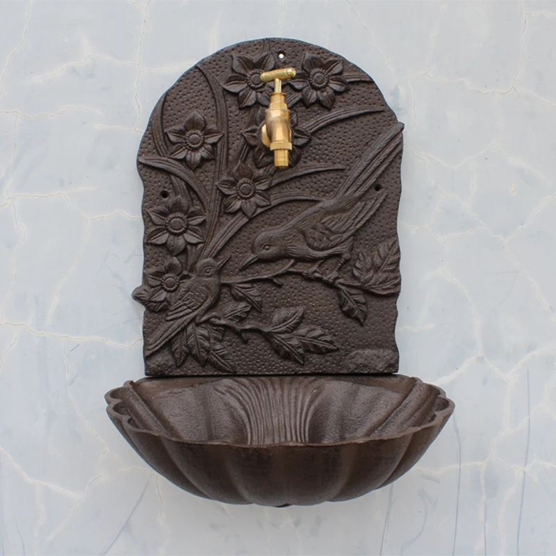 Rustic-Cast-Iron-Wall-Mounted-Hand-Sink-With-Birds-On-Flower-Branch ...