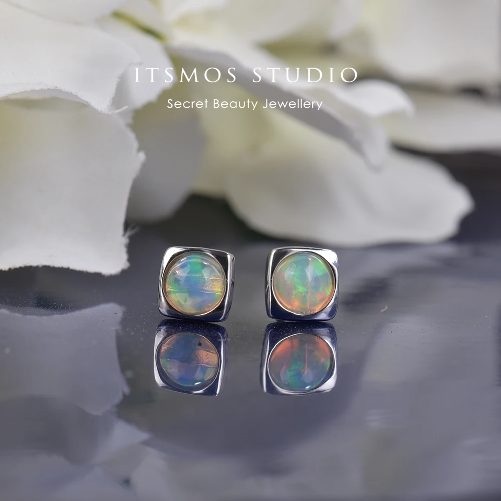 ITSMOS-Precious-Opal-Earrings-925-sterling-silver-6mm-Round-Opal ...