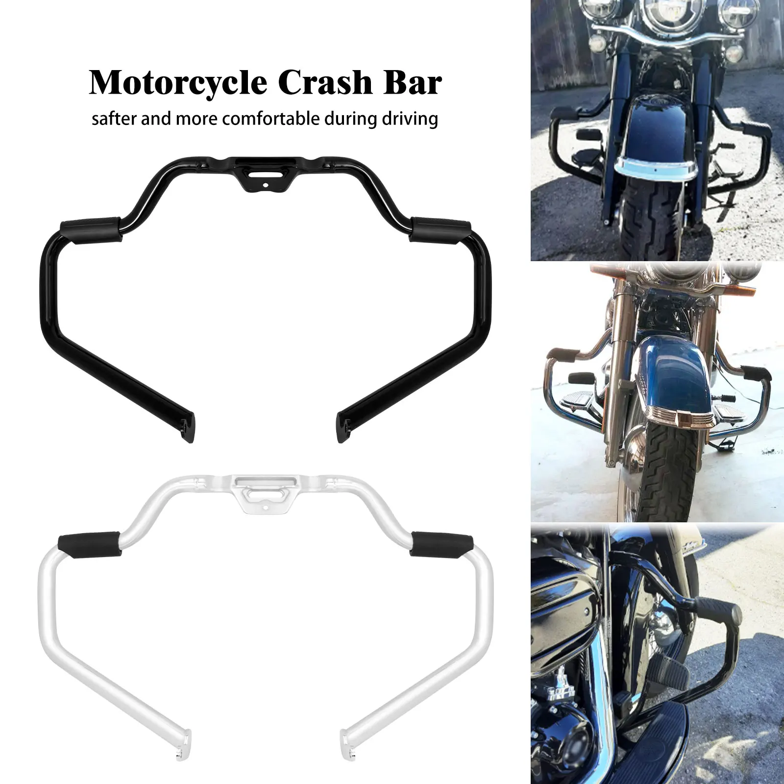 Motorcycle-Engine-Guard-Highway-Crash-Bar-Black-Chrome-For-Harley ...