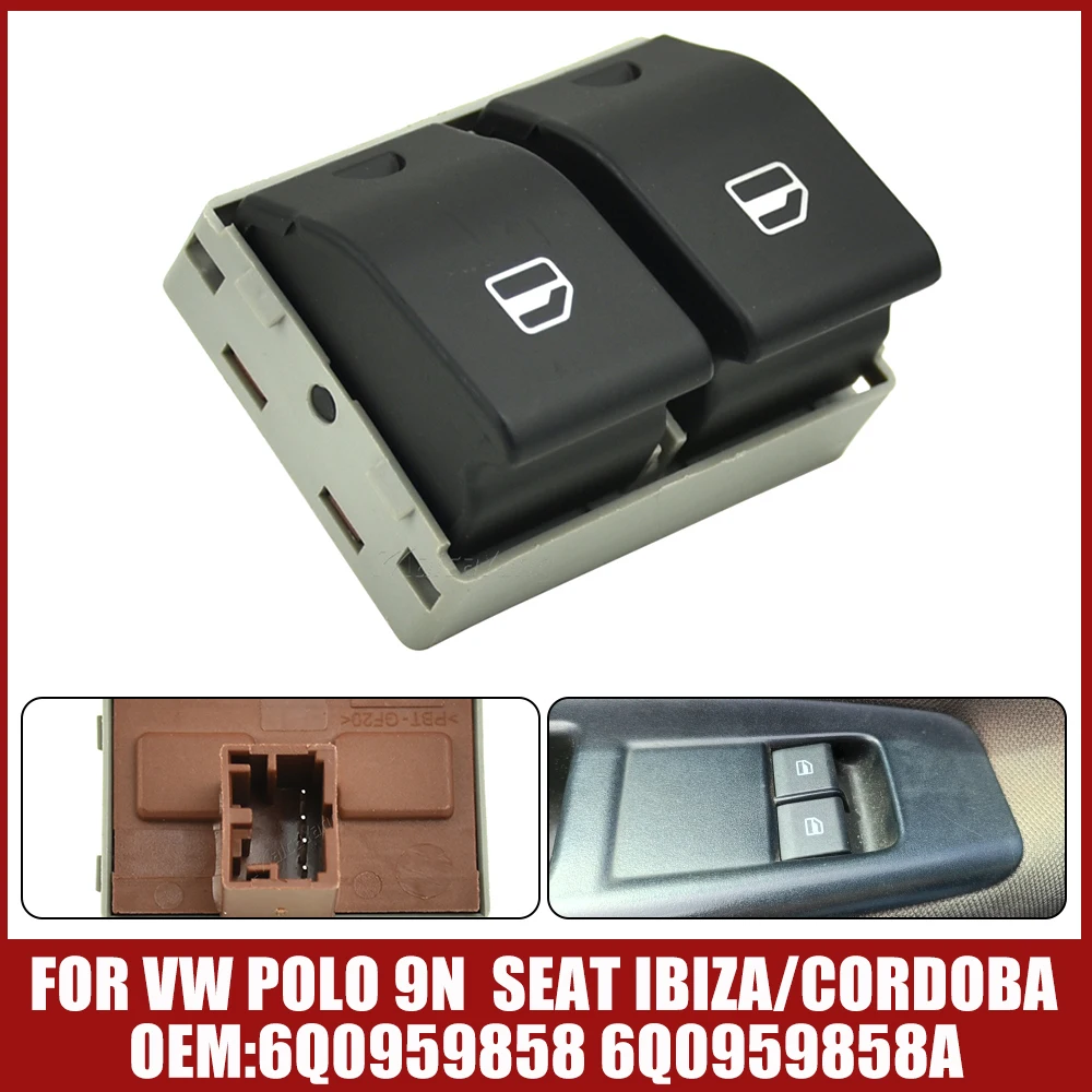 NEW 4pins Power Window Control Lifter Switch Button For VW Polo 9N 2001-2009 Seat Ibiza/Cordoba ...