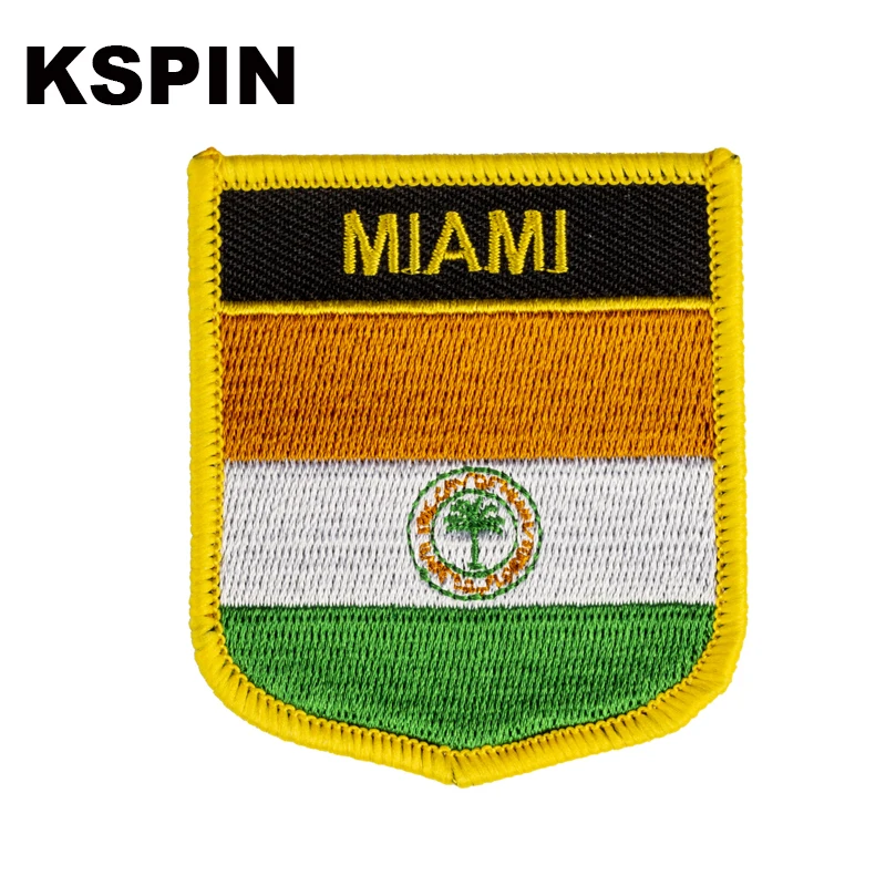 Miami-Flag-Shield-Shape-Iron-on-Embroidery-Patches-Saw-on-Transfer ...
