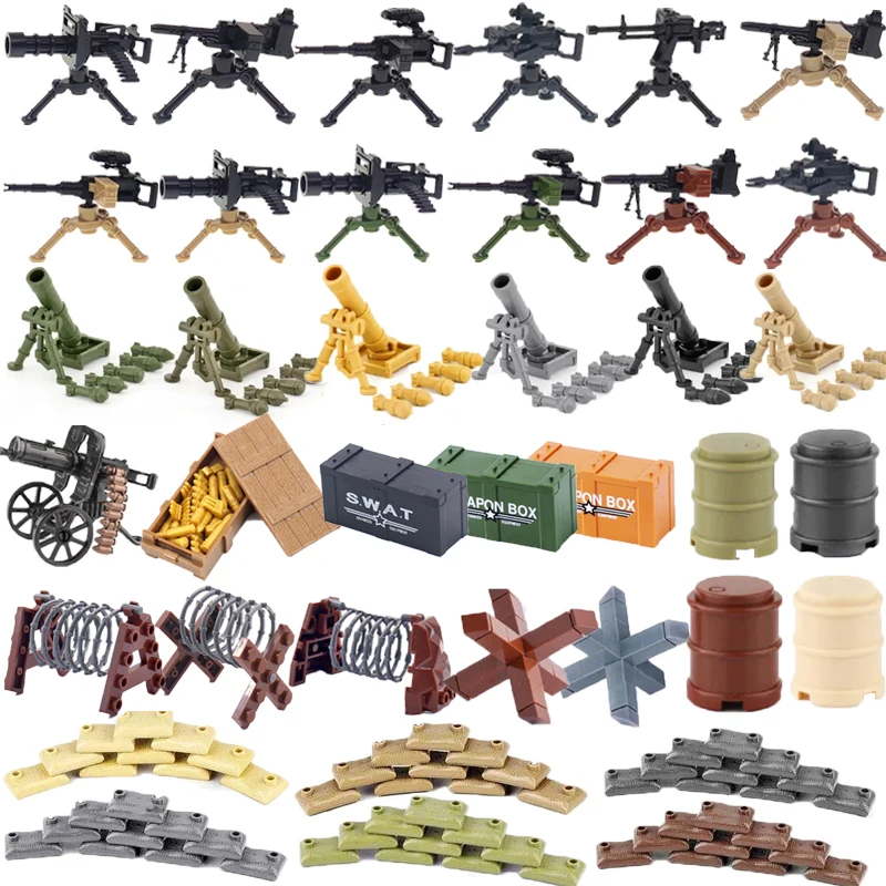 MOC-Military-Building-Blocks-Soldier-Figures-Weapons-Box-Guns-Mortars ...