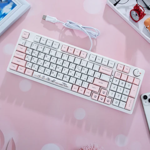 EVA Mechanical Keyboard Russian LED Backlit 96 Keys Wired Button ...