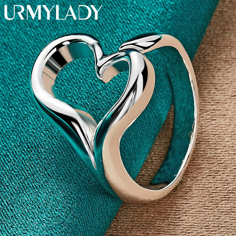 URMYLADY-Anillo con dije de corazón de Plata de Ley 925 para mujer ...