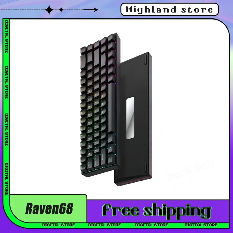 Teamwolf-Raven68-Magnetic-Switch-Gamer-Keyboard-Wired-68keys-Hot-Swap ...
