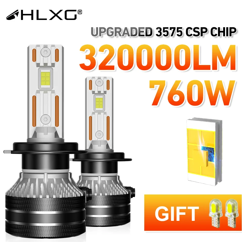 HLXG 760W H7 LED Car Headlight Bulbs Canbus H1 H4 H8 H9 H11 9005 9006 9012 880 881 5570 LED ...