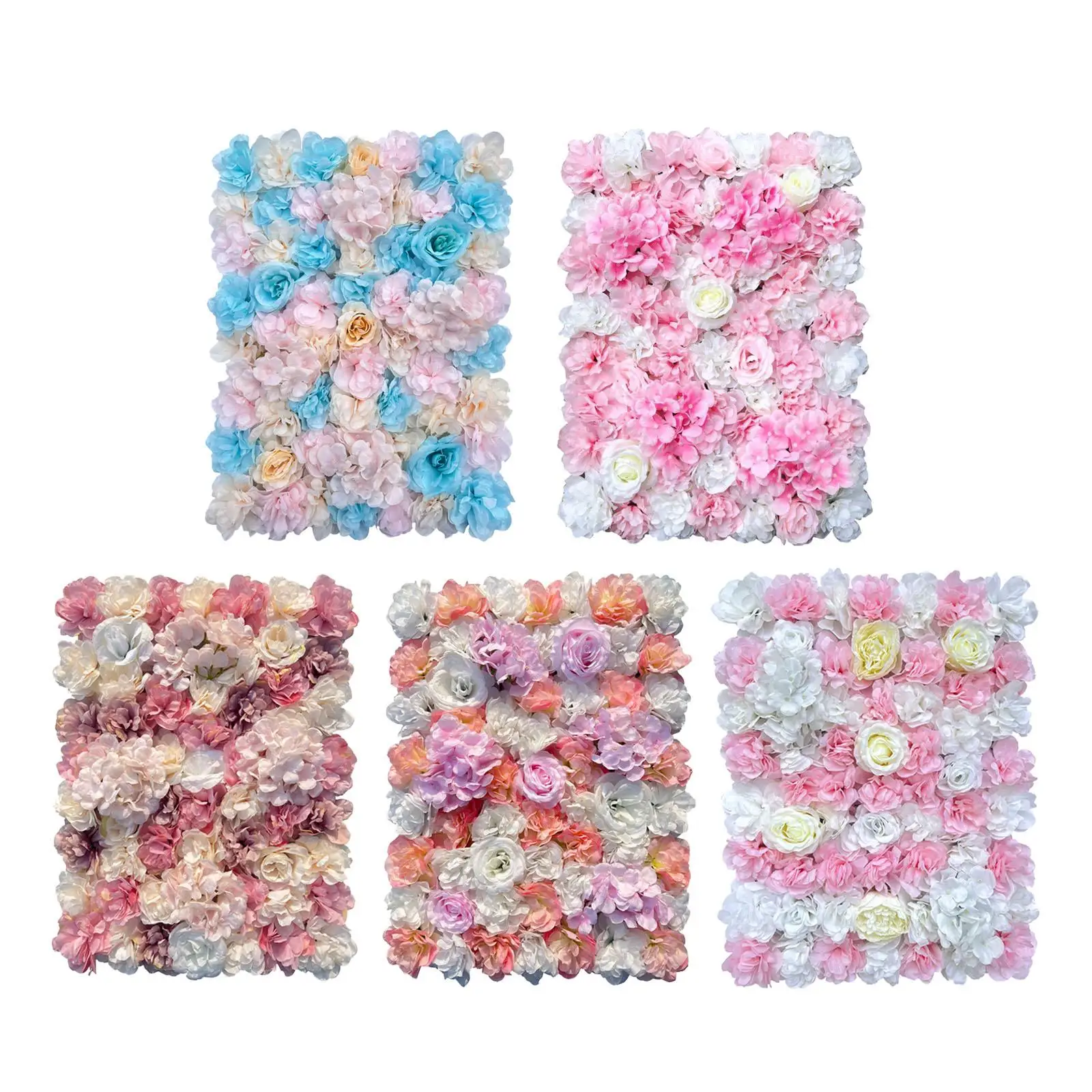 Silk Roses Artificial Flower Wall DIY Wedding Decoration Floral Panel ...