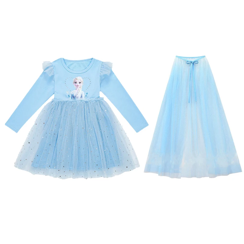 New-2pc-Elsa-Princess-Dress-And-Cloak-Girl-Dress-Spring-Autumn-Party ...