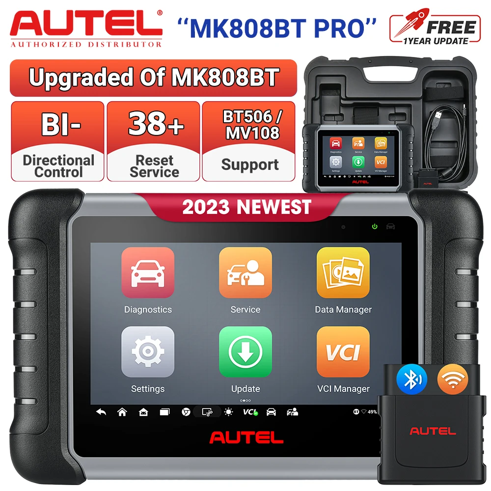 2023 Autel MK808BT PRO OBD2 Scanner Leitores de Código Bi Direcional ...
