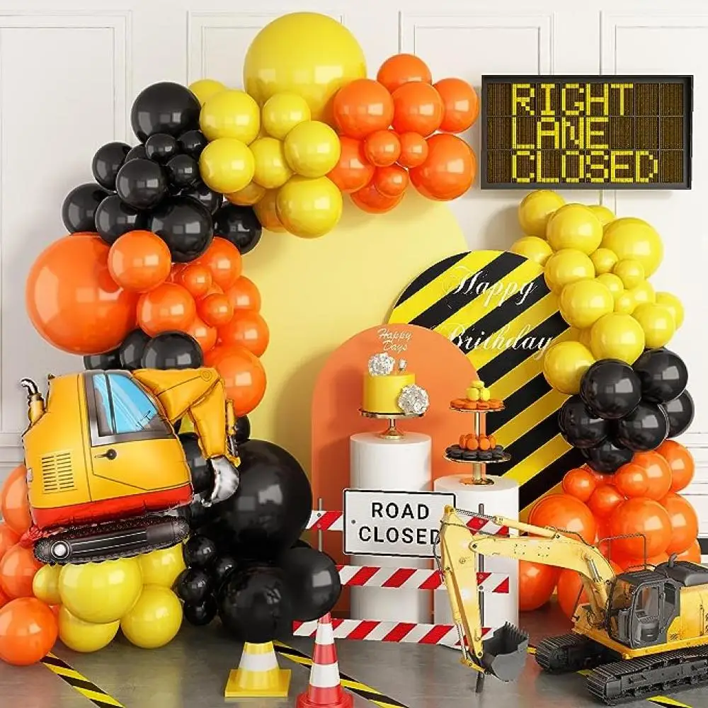 Wood DPN Set Retro Orange Black Yellow Balloon Garland Kit ...