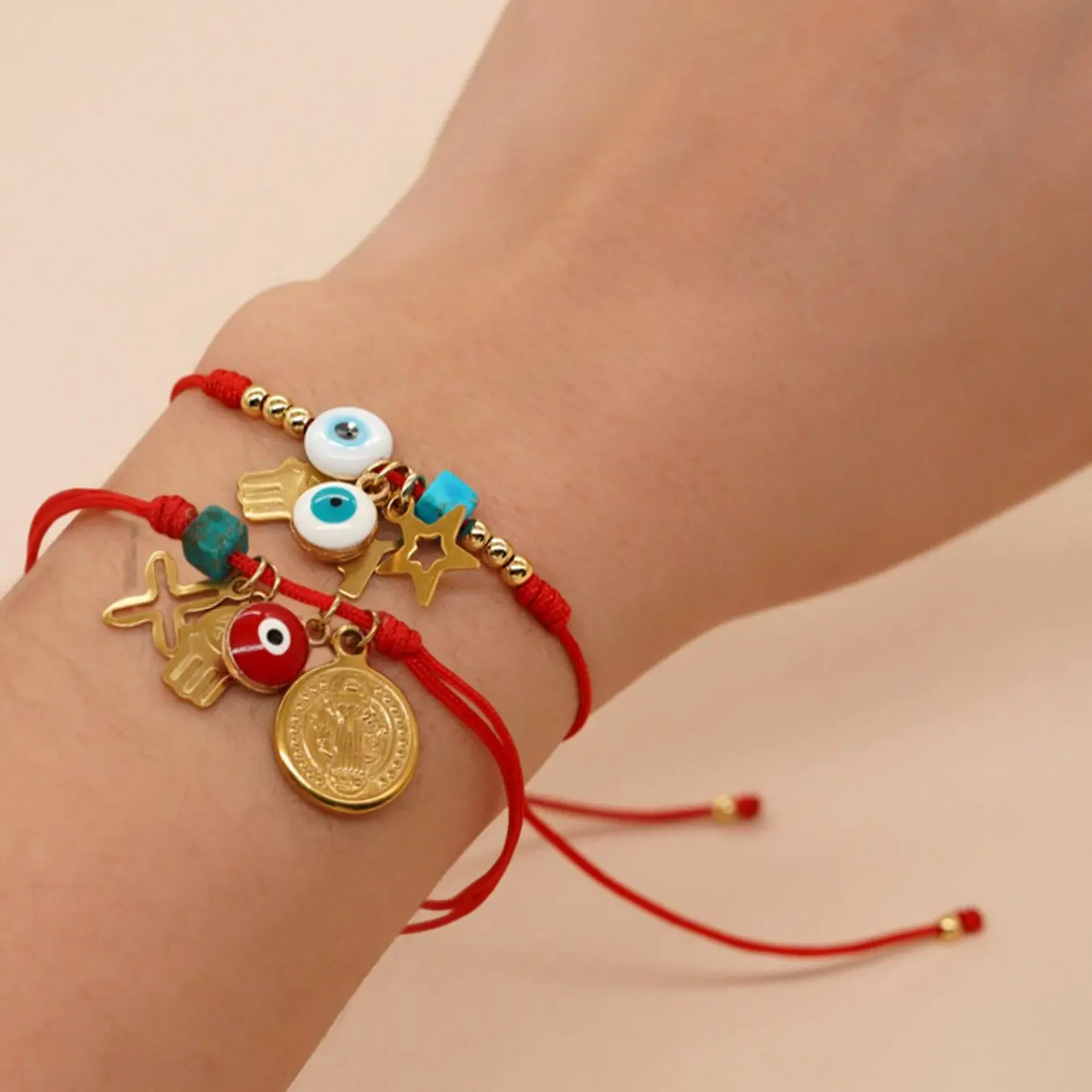 Go2boho-Simple-Red-Rope-Charm-Bracelets-Turkish-Evil-Eye-Luck-Coins ...
