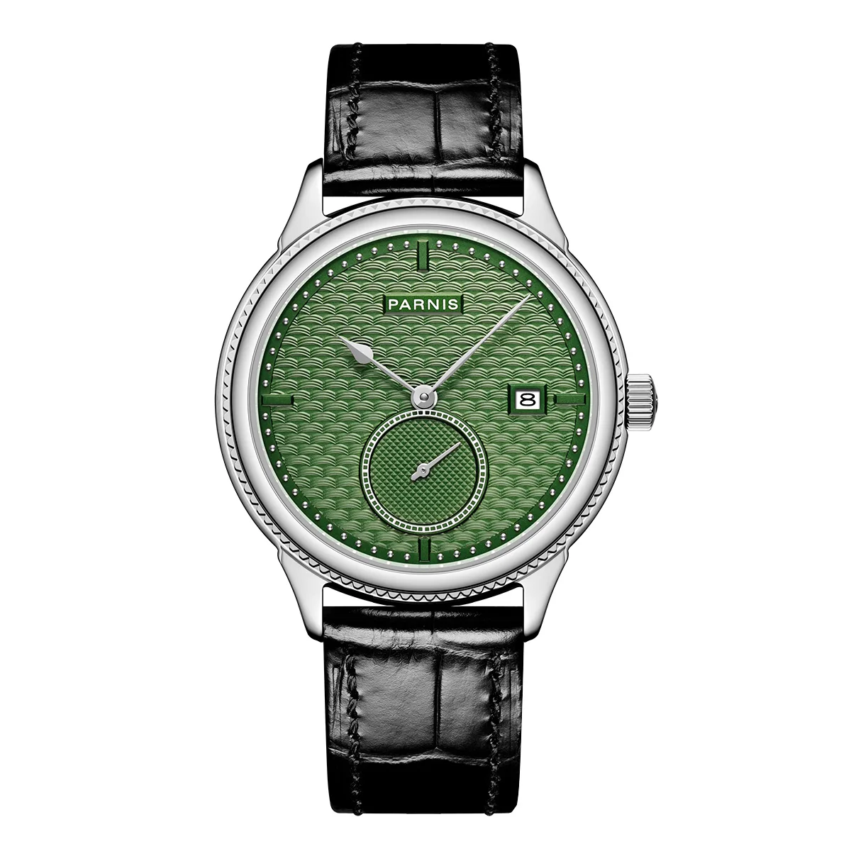 Parnis-42mm-Green-Dial-Automatic-Men-Watches-Leather-Strap-Calendar ...