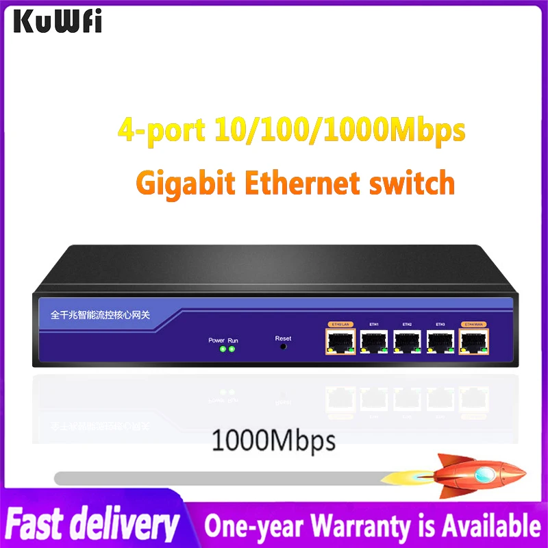 Kuwfi 4 porta 1000 mbps switch ethernet gerenciado switch rj45 hub ...