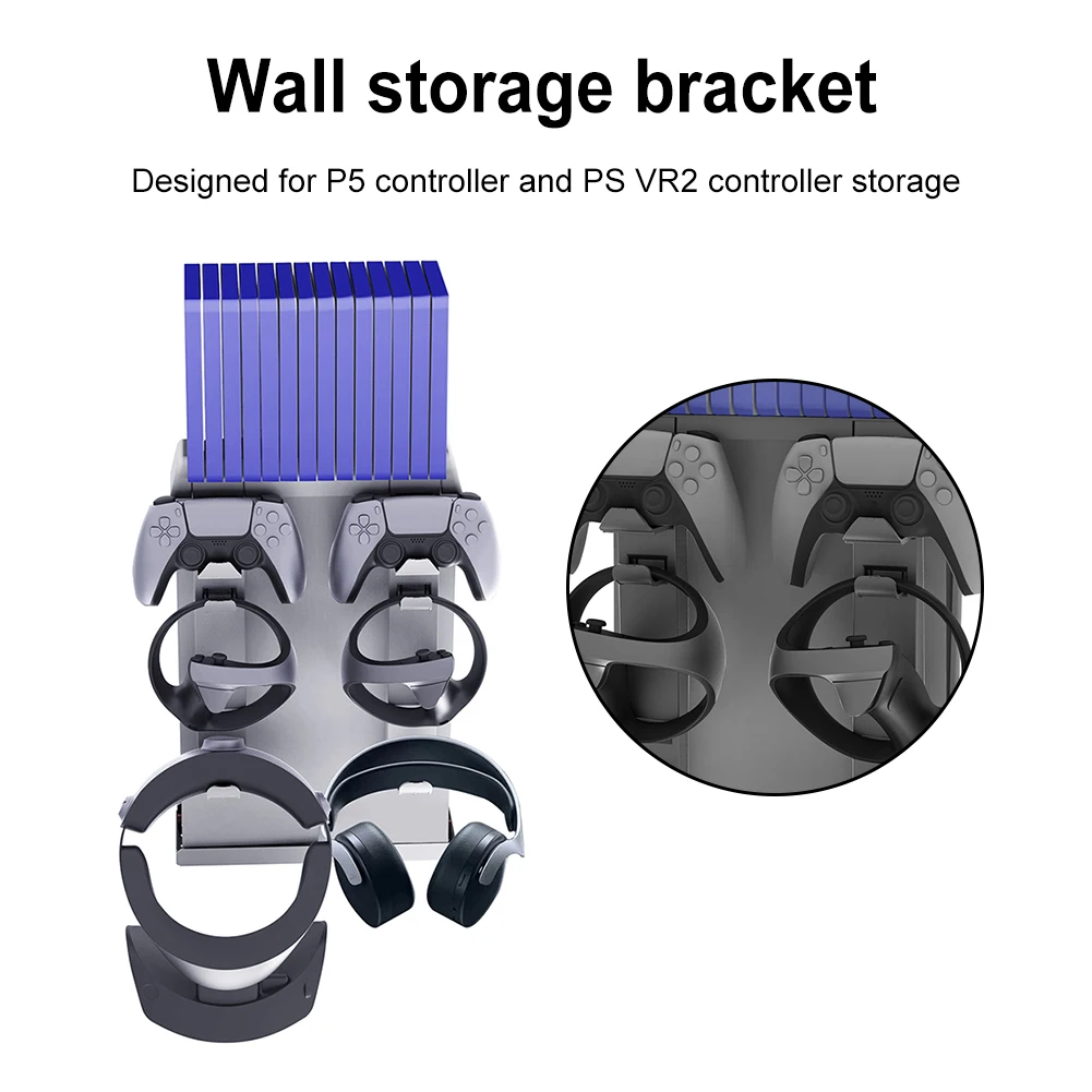 For PS5 PSVR2 Console Controller Stand Wall mounted Headphone Rack ...