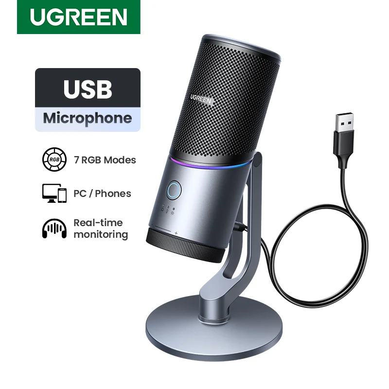 UGREEN-USB-Microphone-with-RGB-Modes-Professional-Condenser-Mic-for-PC ...