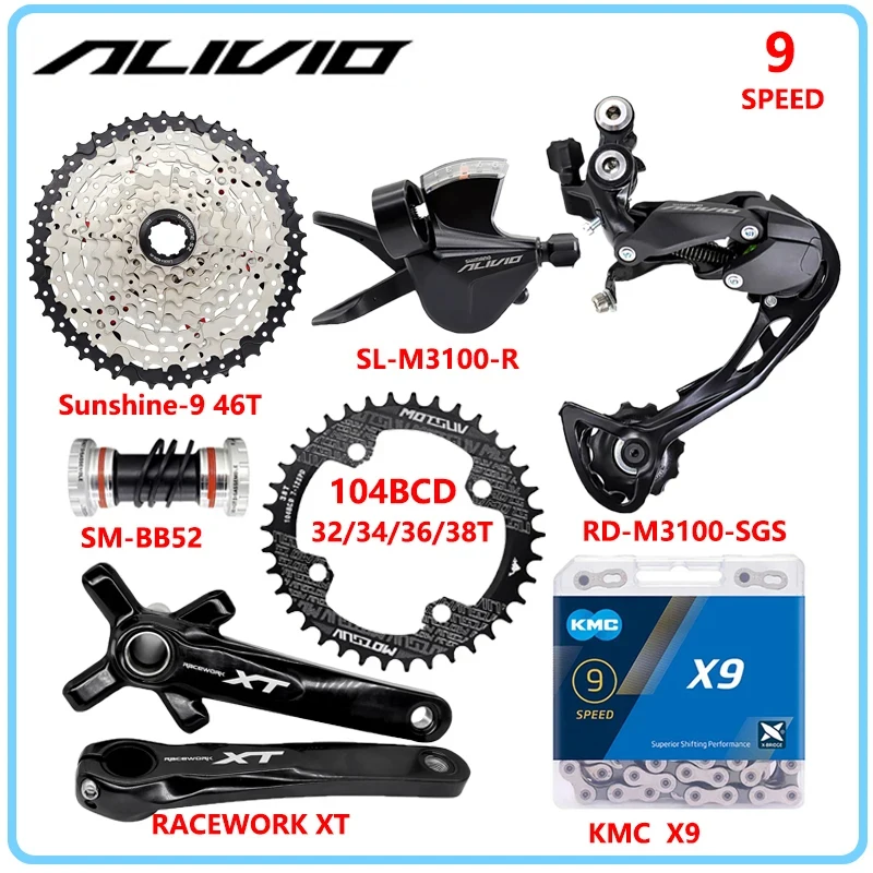 ALIVIO-M3100-1X9-Speed-Groupset-M3100-Rear-Derailleurs-9V-Cassette-KMC ...