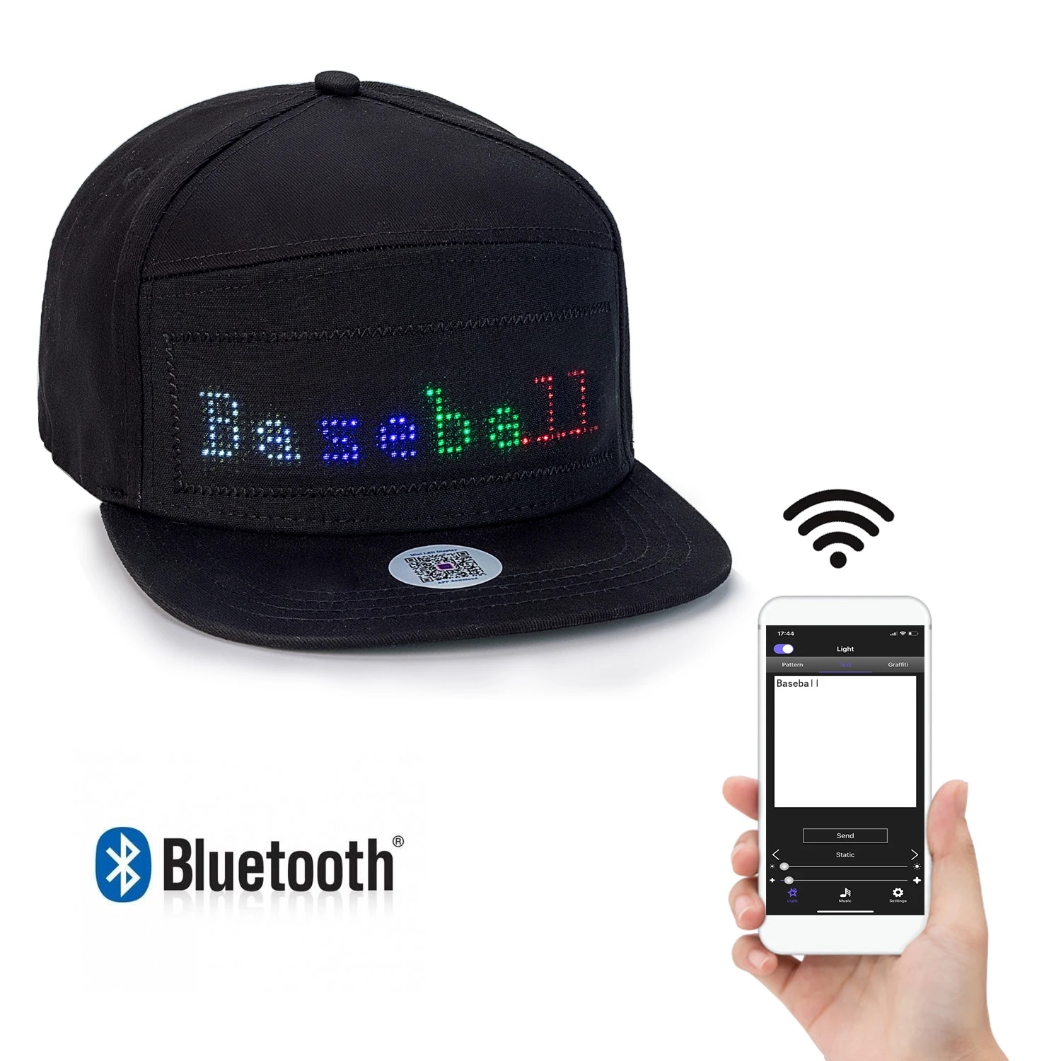 Men Women Bluetooth LED Hat Programmable Scrolling Message Multi ...
