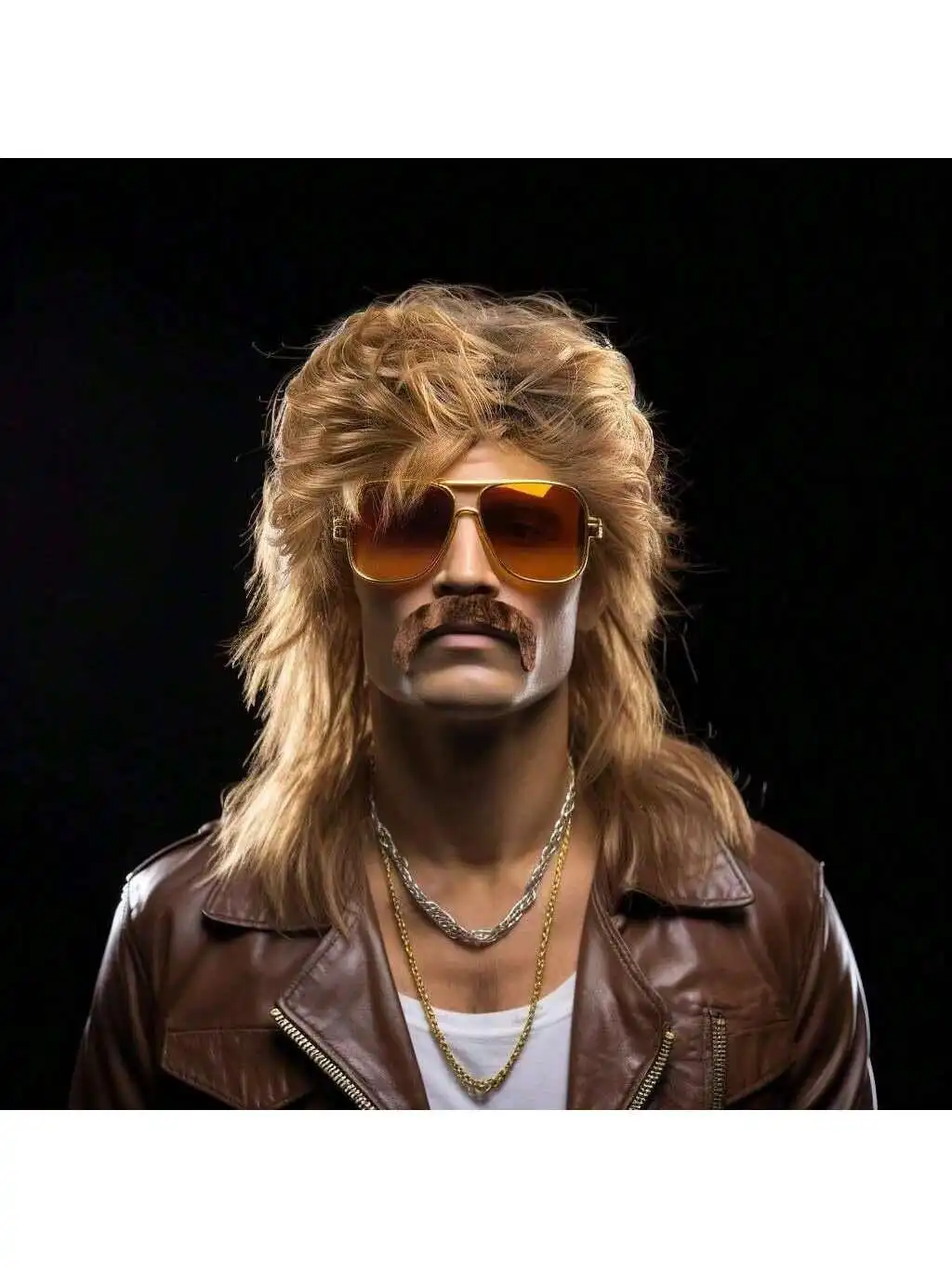 80er 90er Jahre Mullet Perücke für Herren – Blond, Hitzebeständig ...