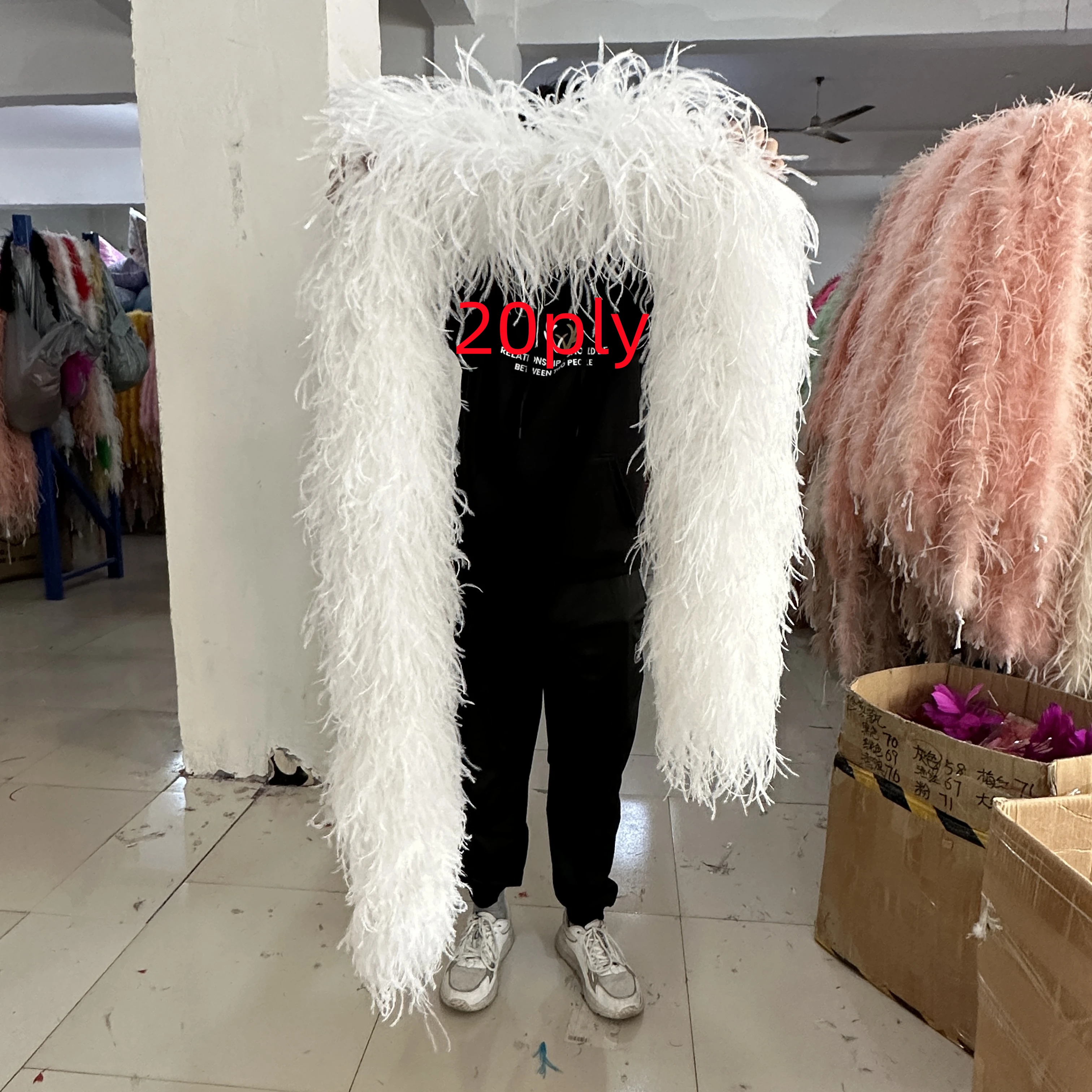 20-Schichten-wei-e-Strau-enfedern-Boa-verdickte-individuelle-flauschige ...