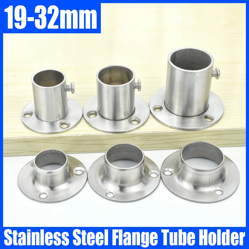 2PCS-Thickened-Stainless-Steel-Flange-Tube-Holder-Round-Pipe-Bracket ...