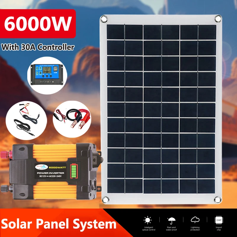 12V-to-110-220V-Solar-Power-System-20W-Solar-Panel-Battery-Charge-30A ...