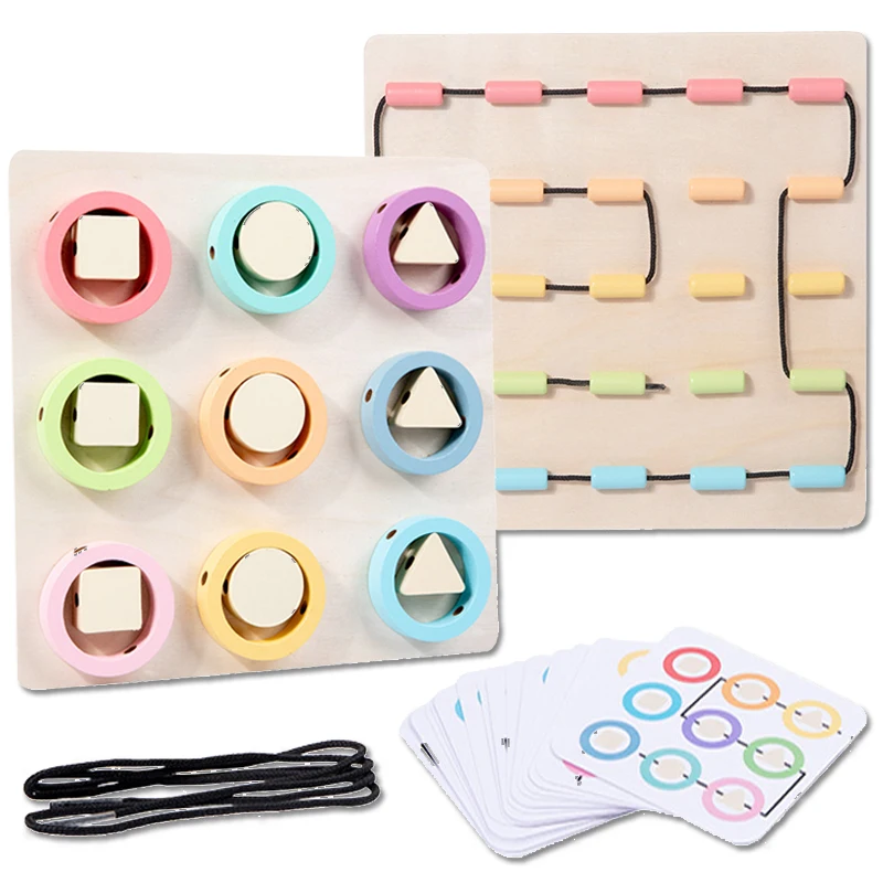 Wooden-Threading-Board-Montessori-Game-Fine-Motor-Skills-Training-Color ...