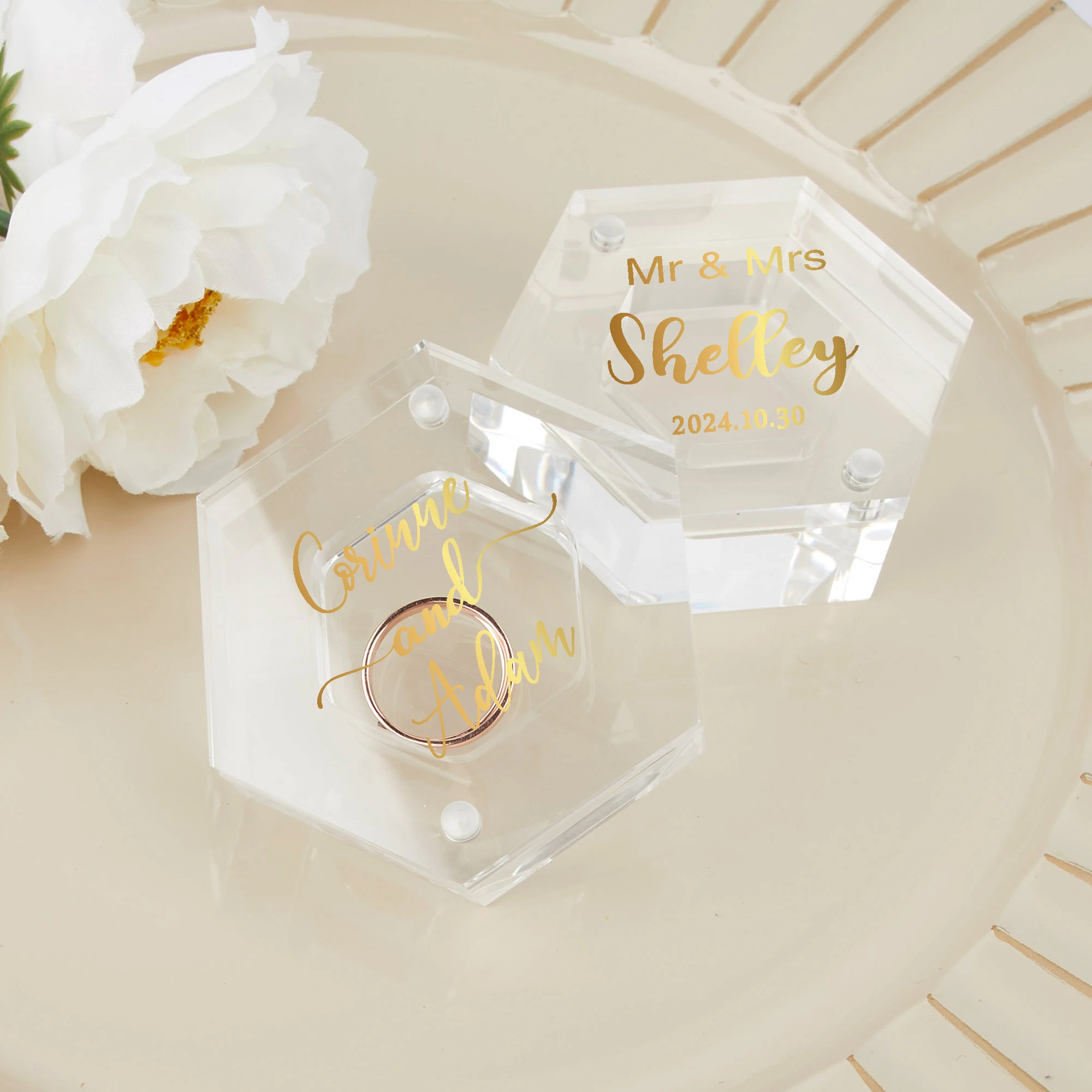Personalized Wedding Ring Box Acrylic Ring Bearer Engagement Ring Box ...