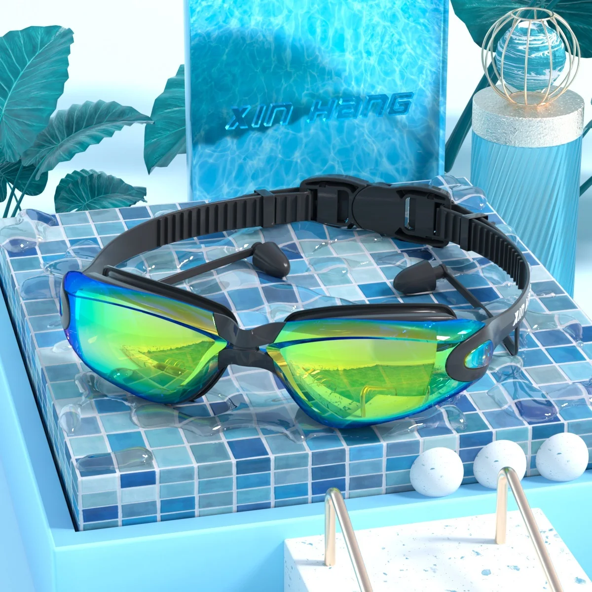 Xinhang-One-Piece-Swimming-Goggles-Set-for-Adult-Electroplating-Plain ...