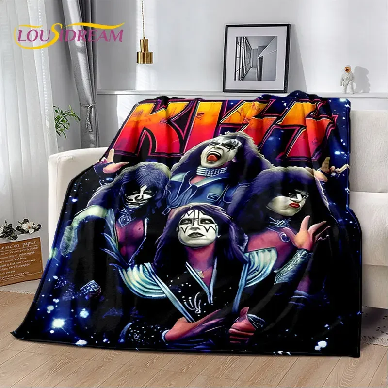 KISS Rock Band Retor Plush Blanket,Flannel Blanket Throw Blanket for ...